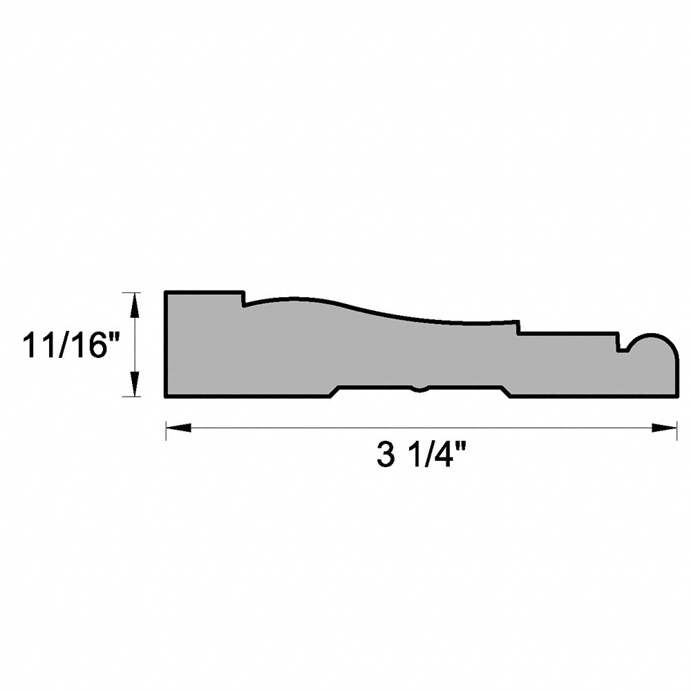 WM445 PFJ 11/16 in. Thick x 3-1/4 in. Tall x 8 ft. Length White Casing ...