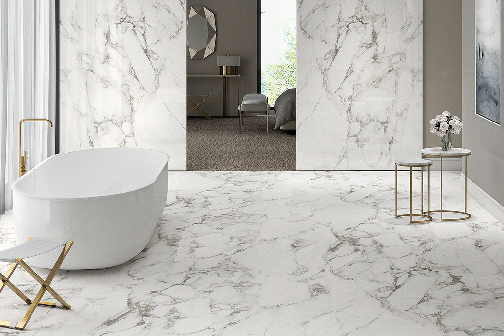 Corsica Pearl Calacatta Steel Matte Porcelain | Cabinets To Go