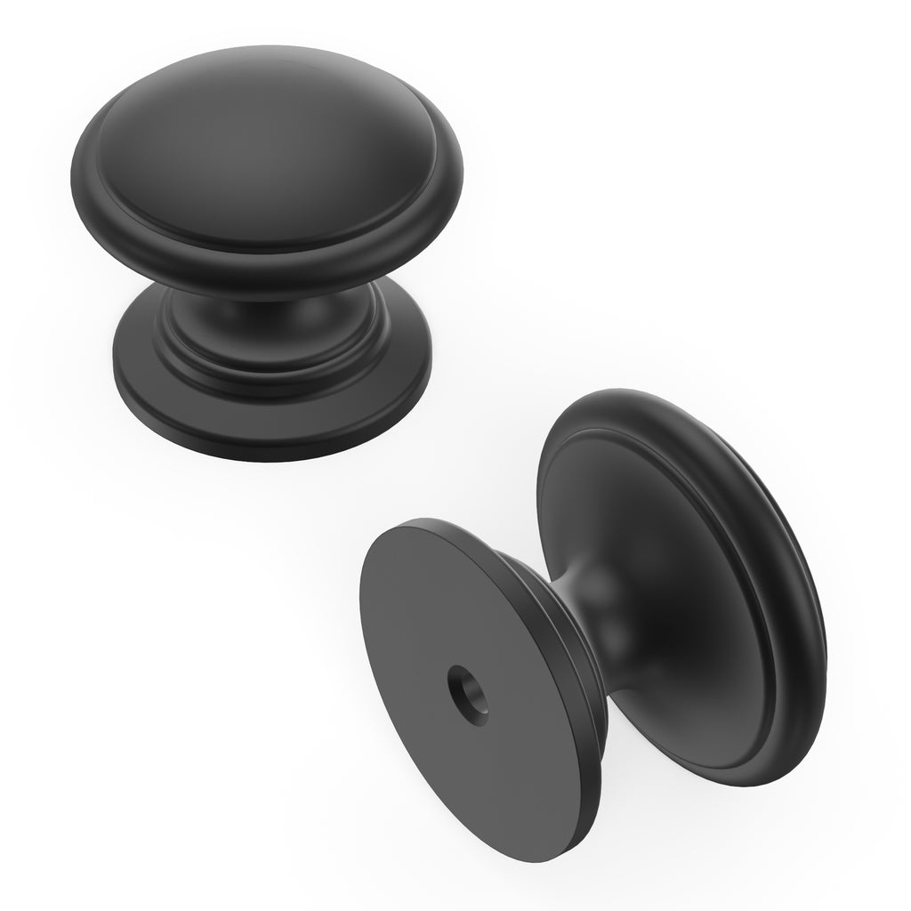 Williamsburg Knob 1-1/4 Inch Diameter Matte Black Finish | Cabinets To Go