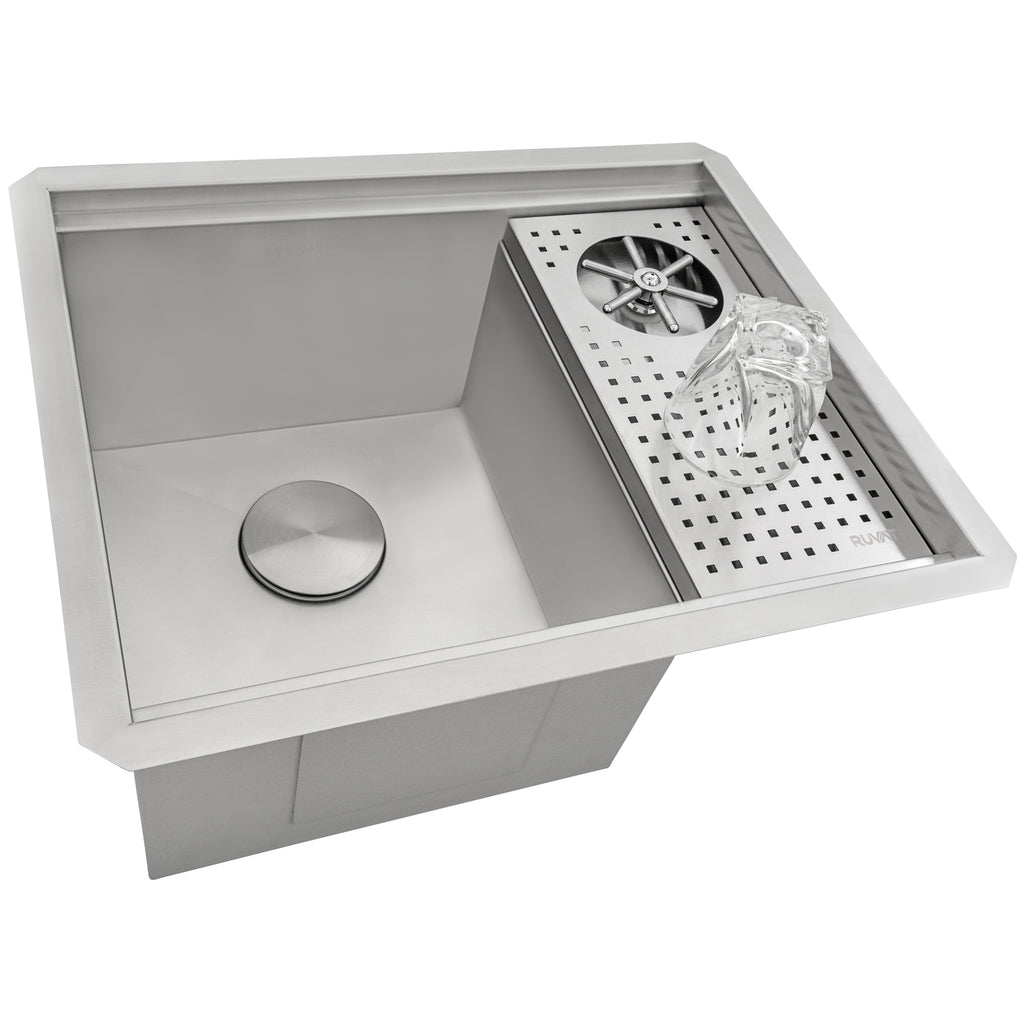 Glass Rinser and Sink Combo 22 '' Workstation for Wet Bar Bottle Washe ...