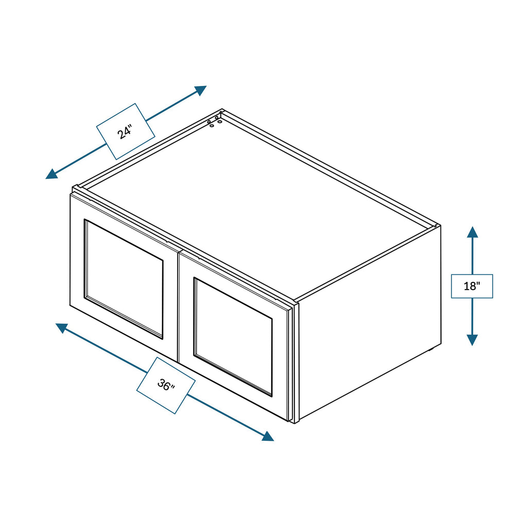 Nantucket Bluff Shaker Wall Cabinets Double Depth 36 in. x 24 in. x 18 ...