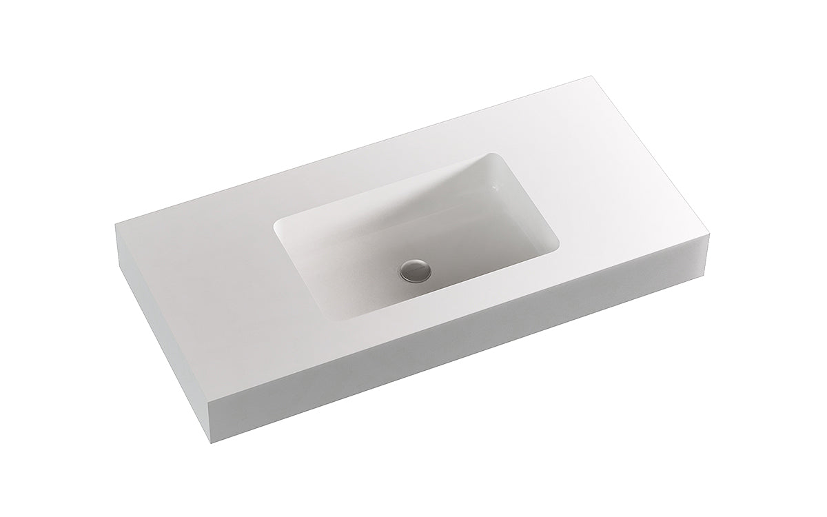 Corsica Gold Satellite White Floating Vanity | Cabinets To Go